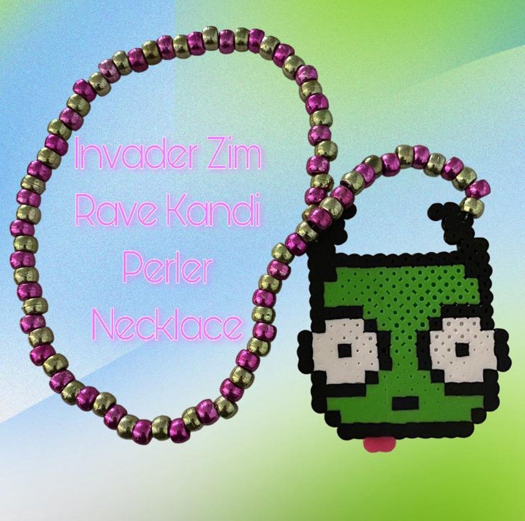 Invader Zim Kandi Perler Necklace - Rave Kandi & Festival Candi - PLUR ...