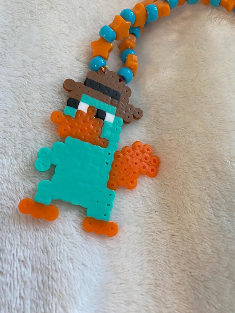 Perry the Platypus Rave Kandi Perler Necklace - Phineas and Ferb ...