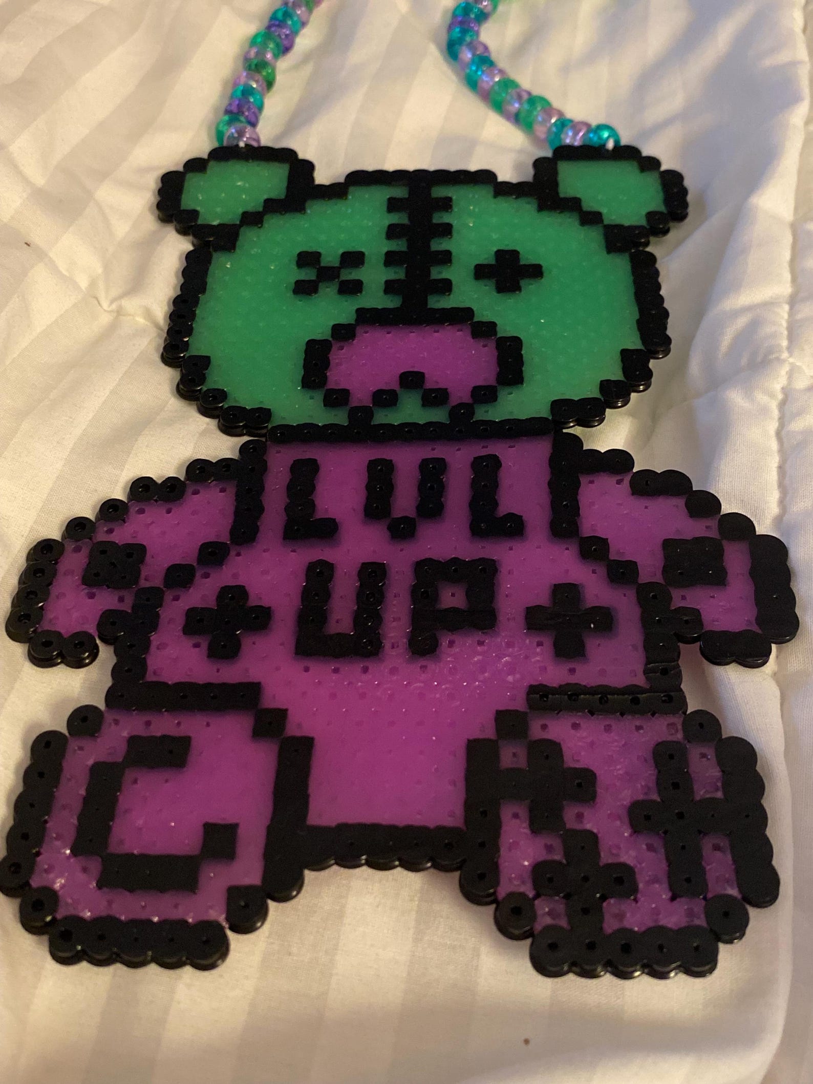Level up Kandi Perler Necklace Rave Kandi Perler Bead Necklace EDM ...