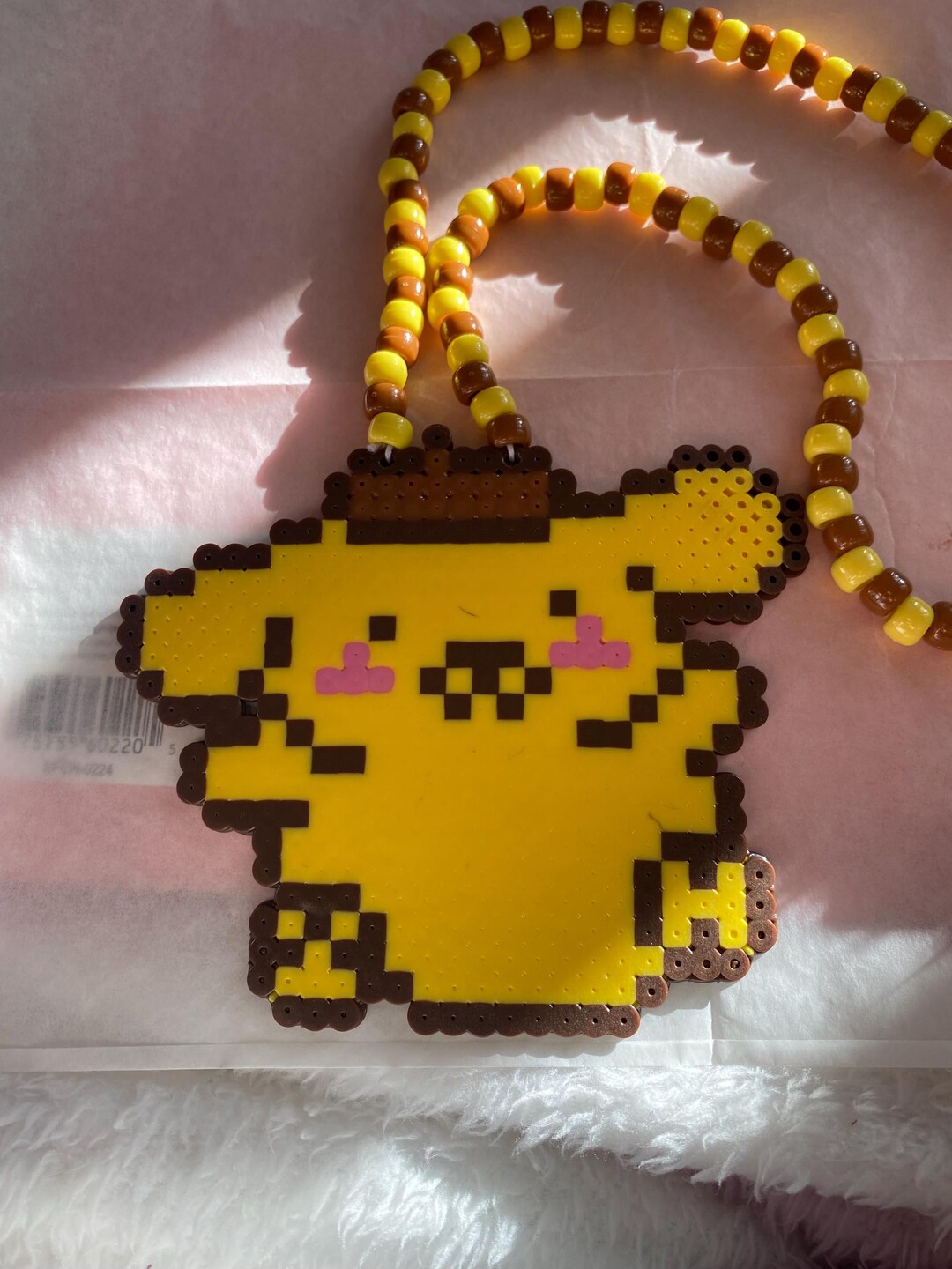 Pompompurin Rave Kandi Necklace - Sanrio Perler Necklaces - EDM Rave ...