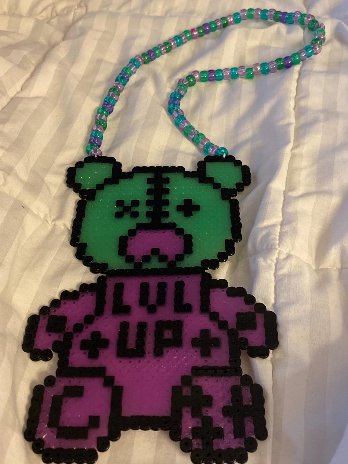 Level up Kandi Perler Necklace Rave Kandi Perler Bead Necklace EDM ...
