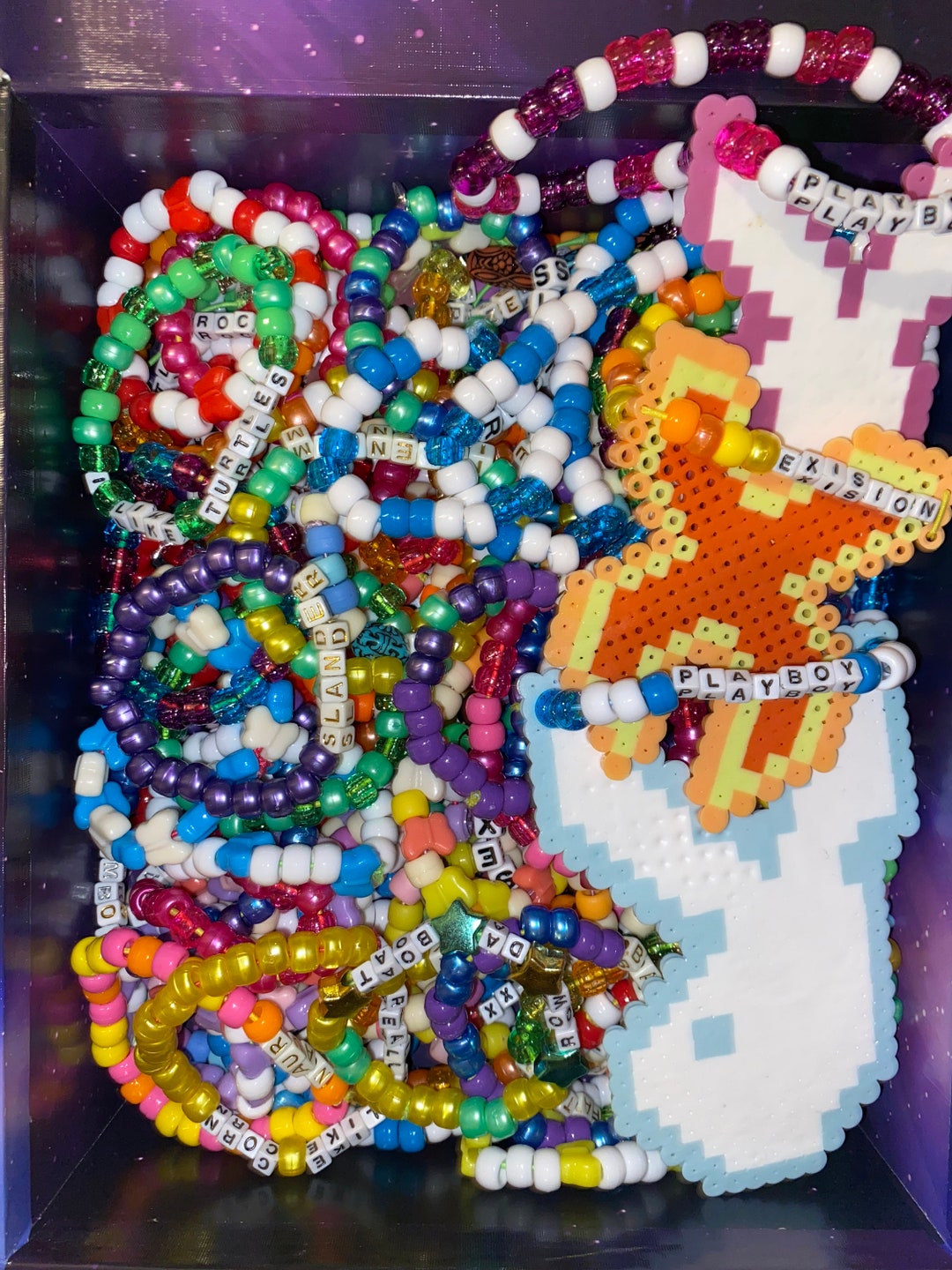 Rave Starter Kit 20 Pack of Rave Kandi, 1 Perler Necklace, 1 Perler ...