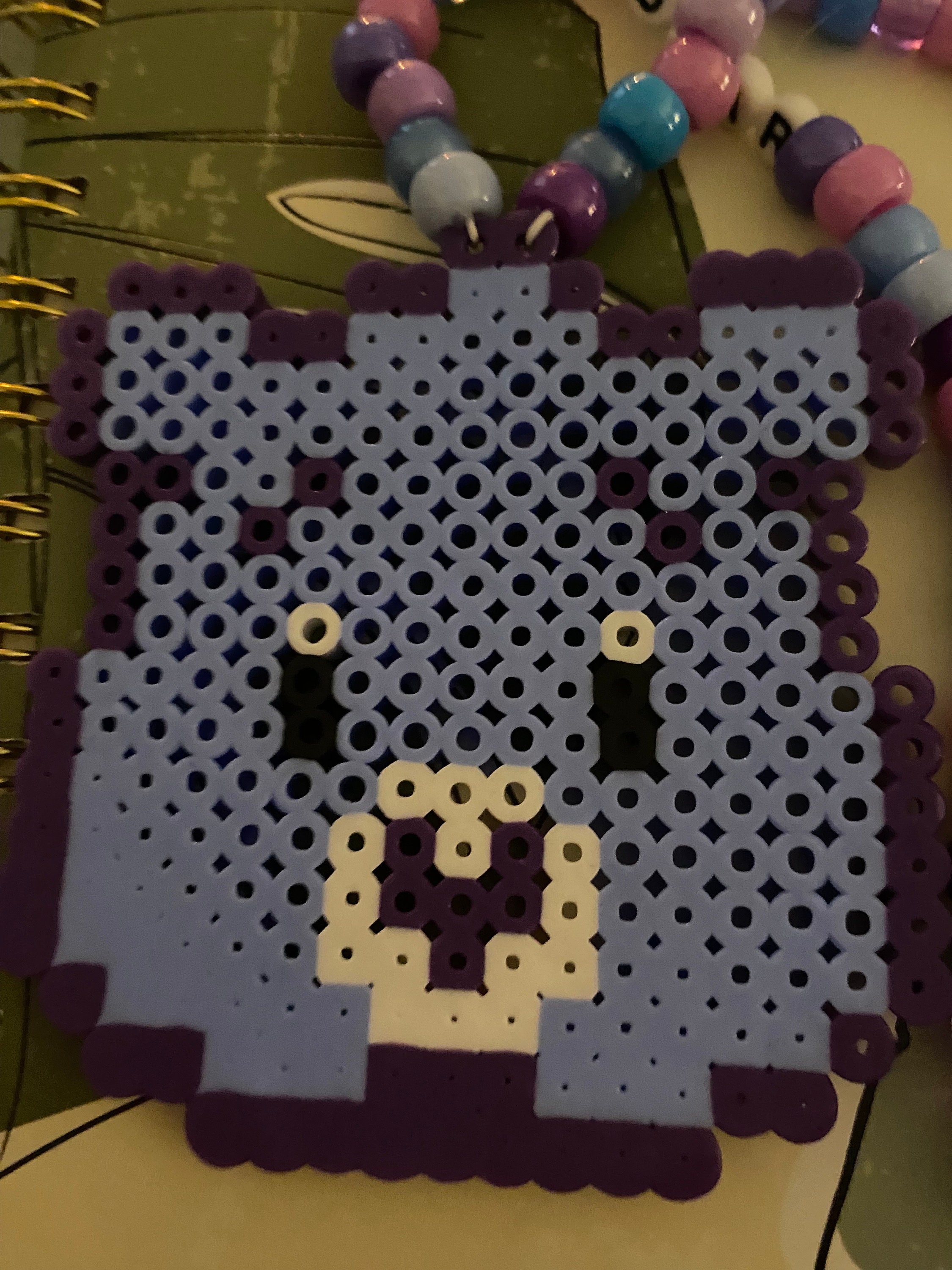 Carebears Blue Perler Pony Bead Kandi Necklace for a Rave or Festival ...