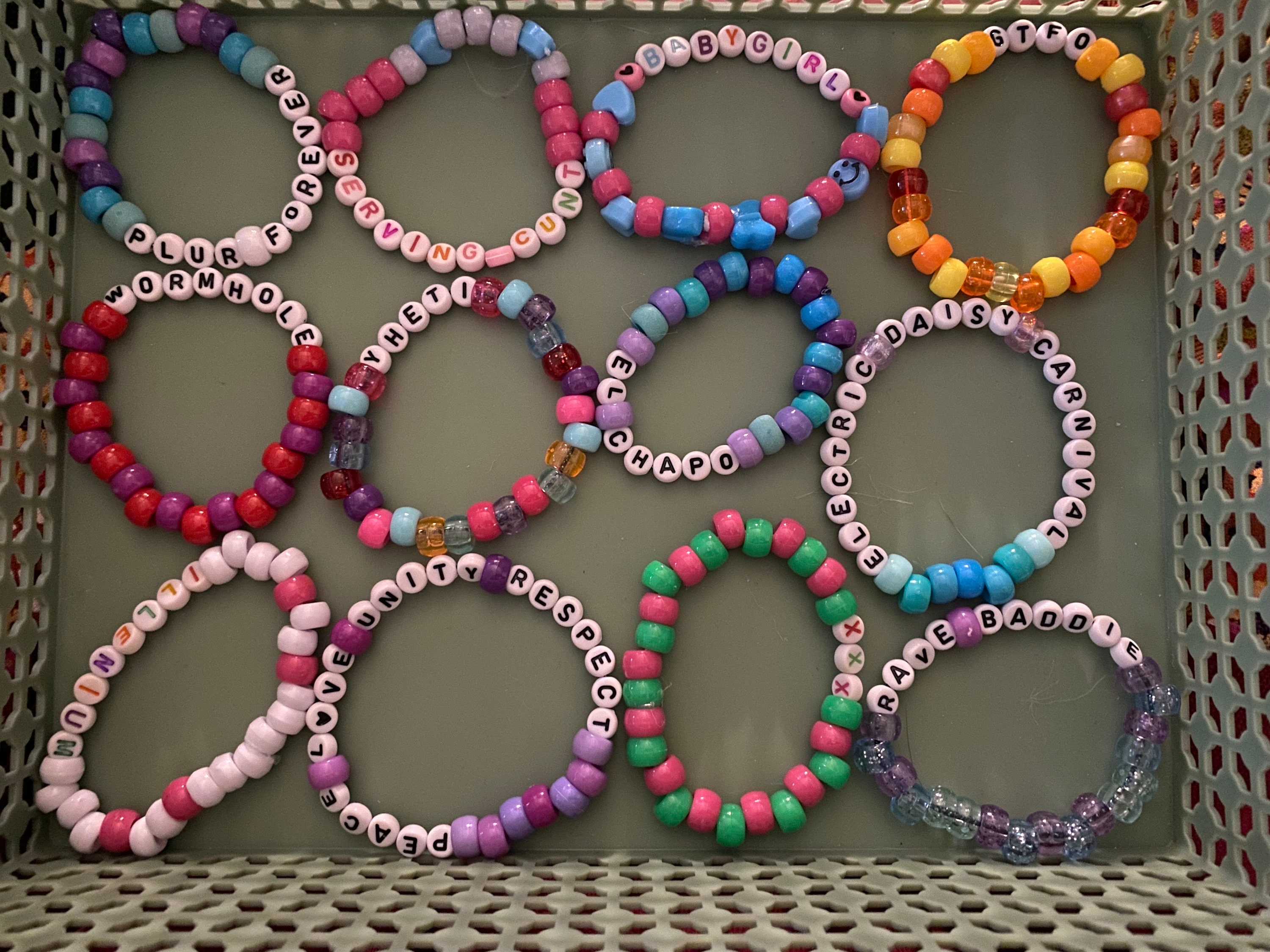 20 Custom EDM Kandi Bracelets Rave Accessories PLUR RAVE Rave Bracelet ...