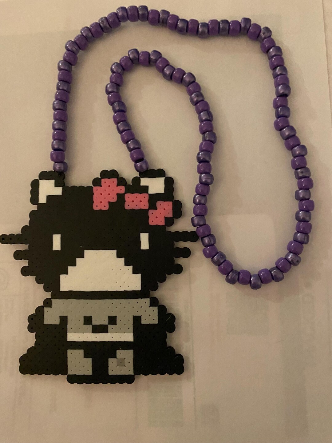 Hello Kitty Batman Rave Kandi Perler Necklace EDM Festival Wear Raver ...