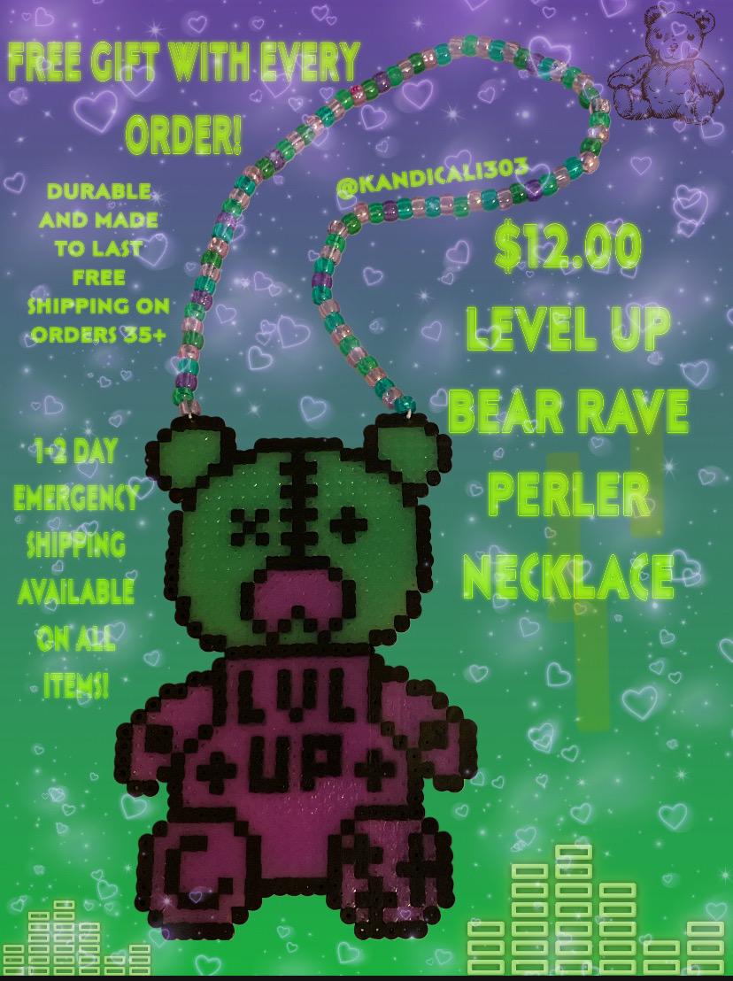 Level up Kandi Perler Necklace Rave Kandi Perler Bead Necklace EDM ...