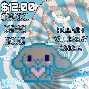 Cinnamoroll Rave Kandi Necklace - Sanrio Perler Necklaces - EDM Rave ...