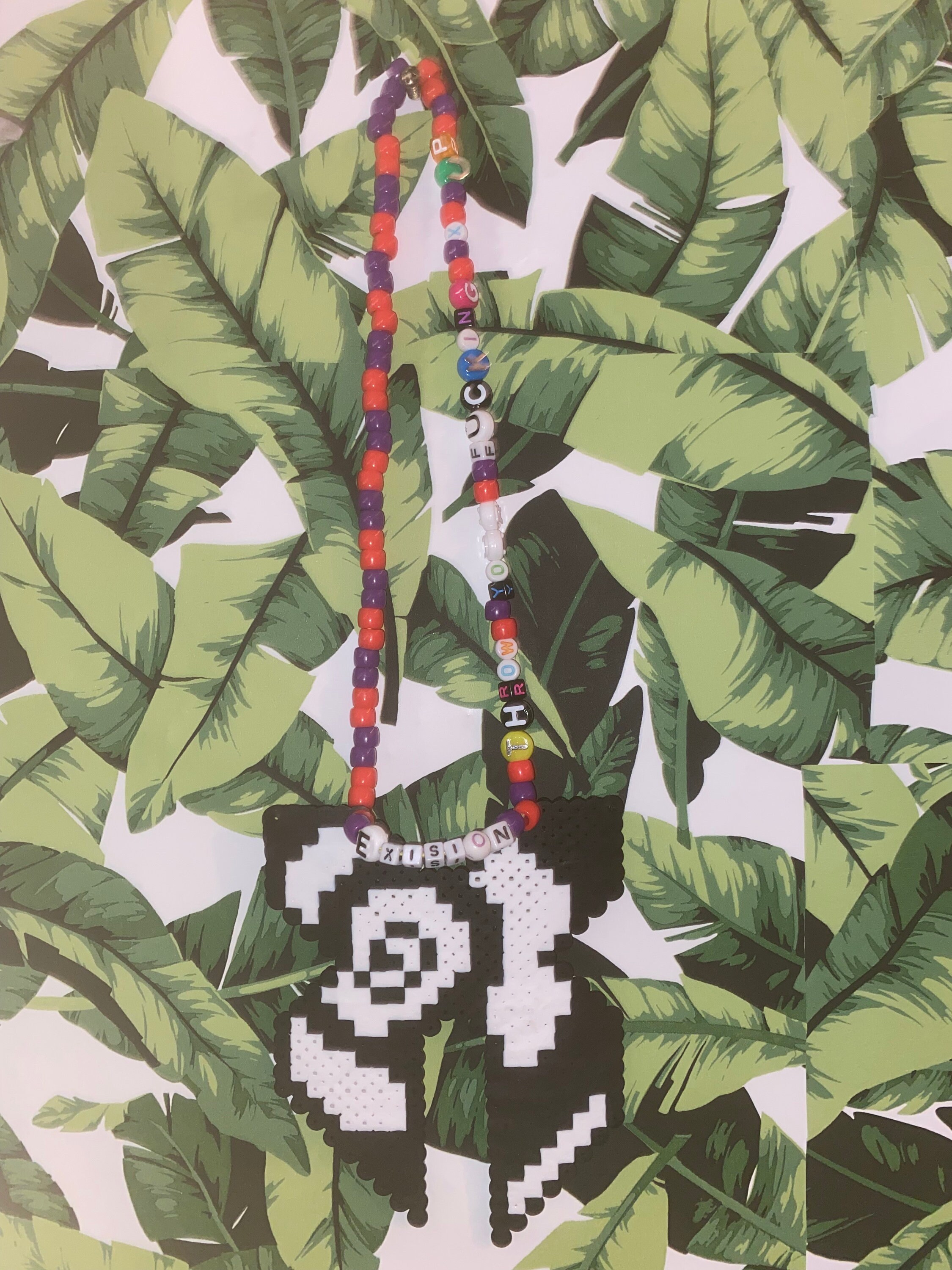 Excision Trippy Black and White Swirl EDM Perler Kandi Necklace With a ...