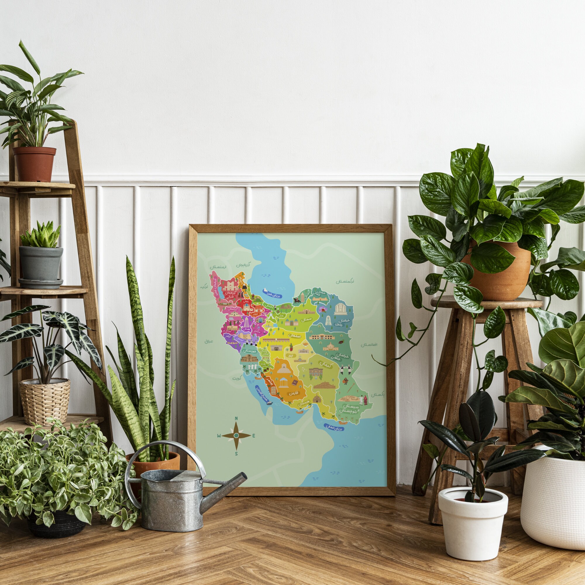 Iran Map (in Persian) | Persian Poster | Illustrated Map of Iran With ...