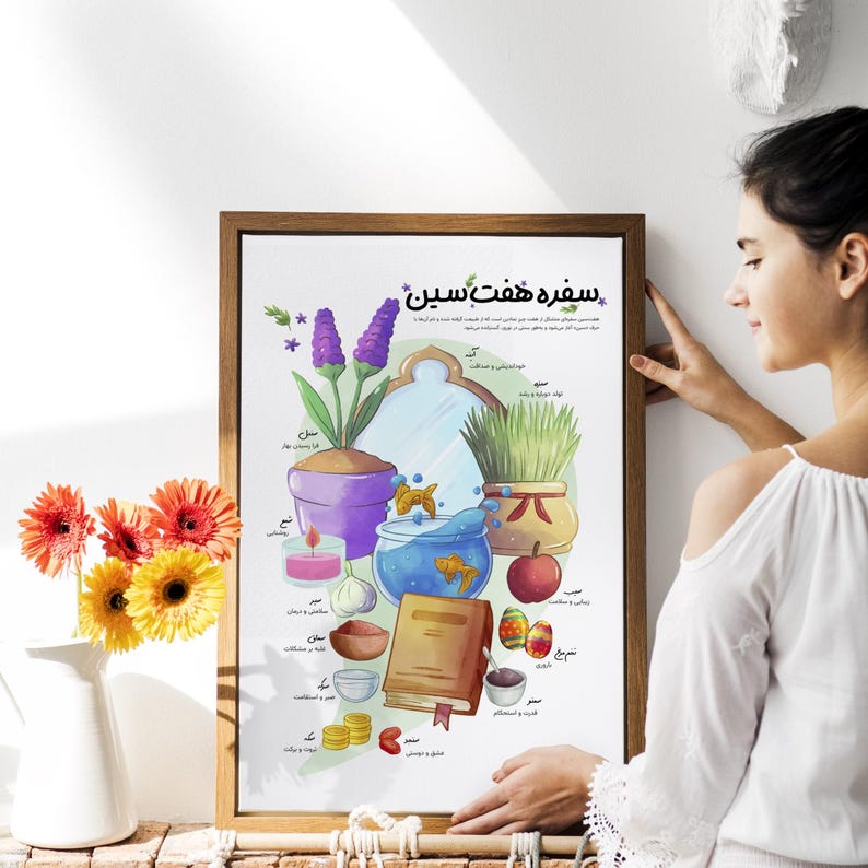 Haft-seen Poster | Illustrated | Farsi | Persian Wall Art | Nowrooz ...