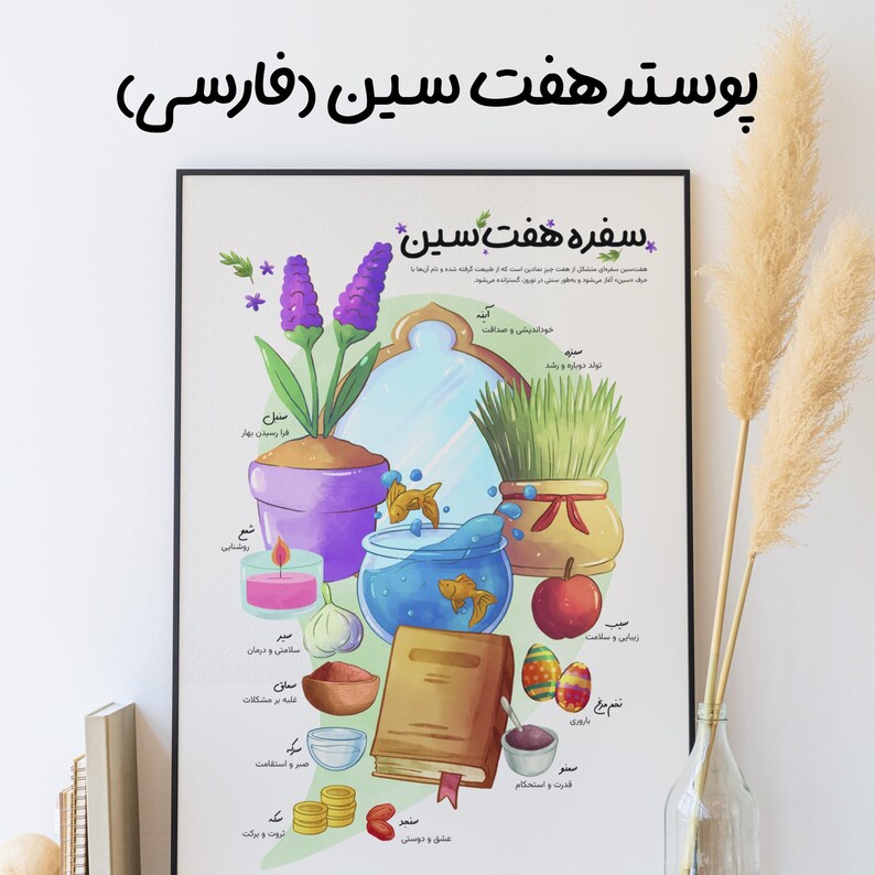 Haft-seen Poster | Illustrated | Farsi | Persian Wall Art | Nowrooz ...