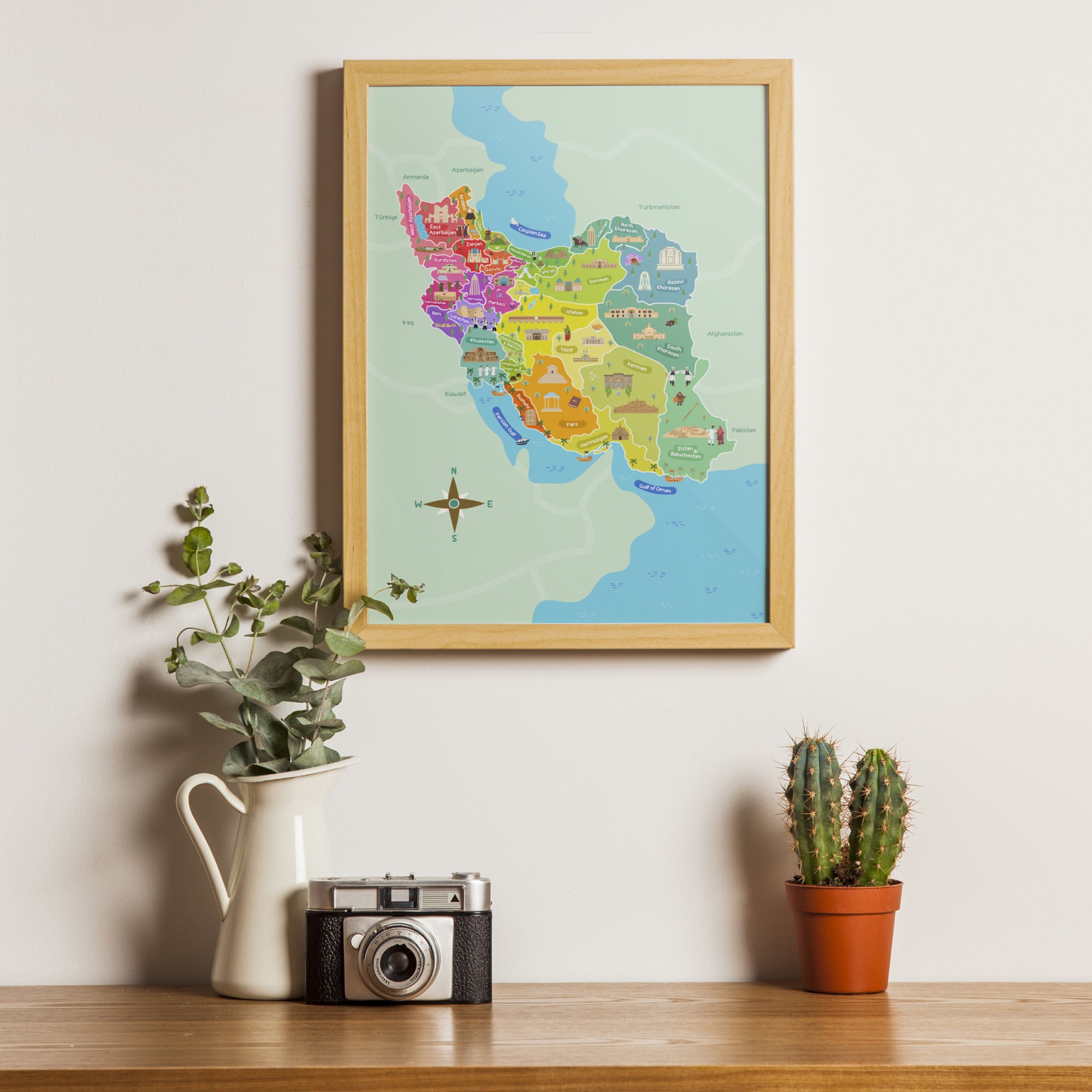 Iran Map (in English) | Iran Map Poster | Illustrated Map of Iran With ...