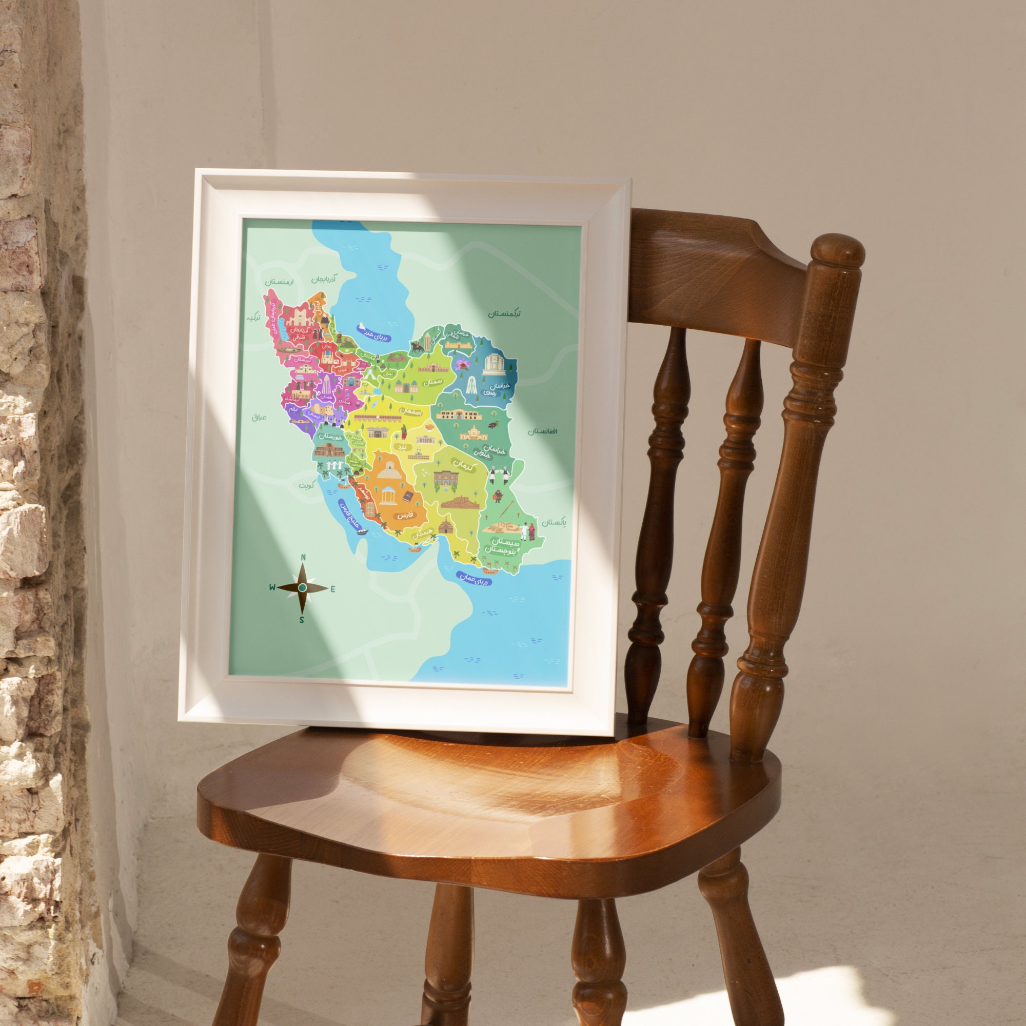 Iran Map (in Persian) | Persian Poster | Illustrated Map of Iran With ...