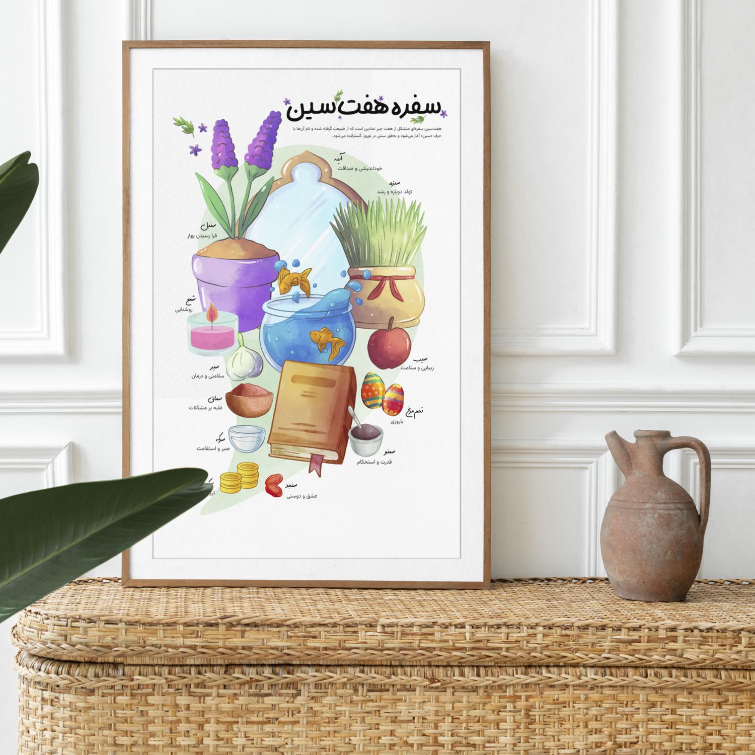 Haft-seen Poster | Illustrated | Farsi | Persian Wall Art | Nowrooz ...