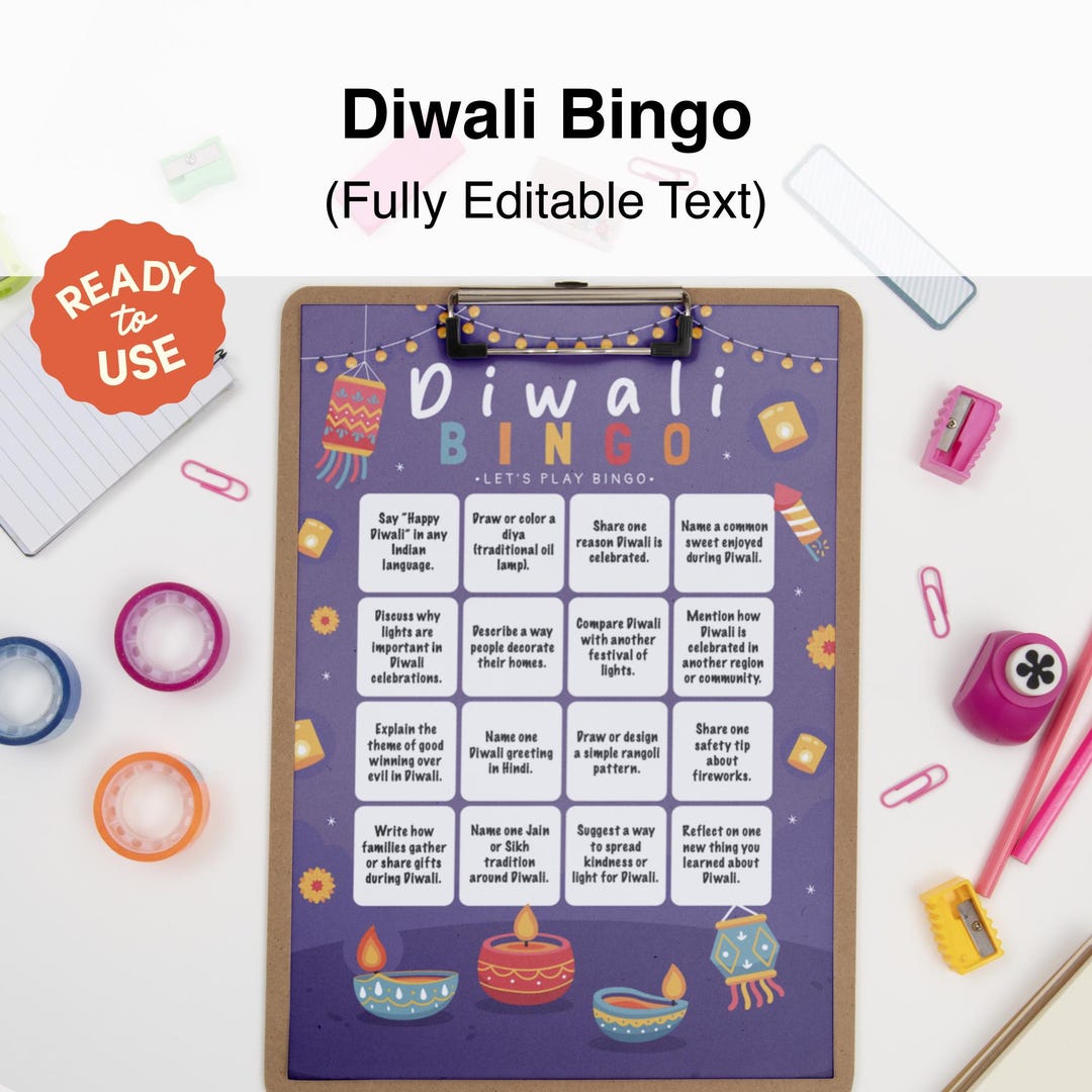Diwali Bingo Game | Diwali Bingo Card | Diwali Printable Activity ...