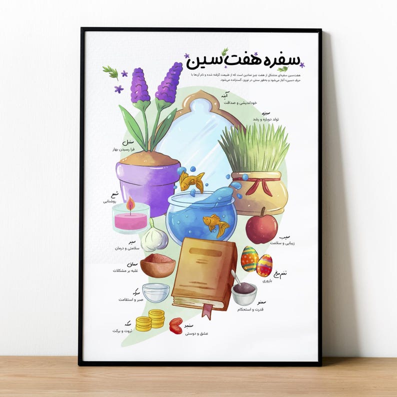 Haft-seen Poster | Illustrated | Farsi | Persian Wall Art | Nowrooz ...