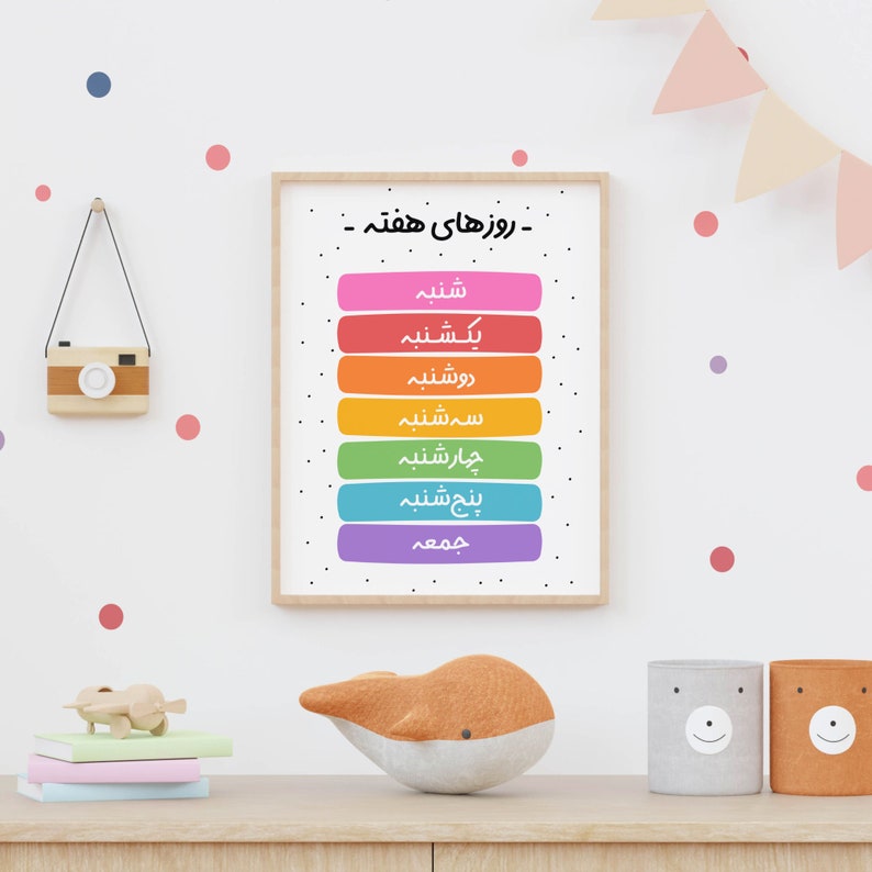 Persian Educational Poster for Week Days | Persian Weekday Educational ...