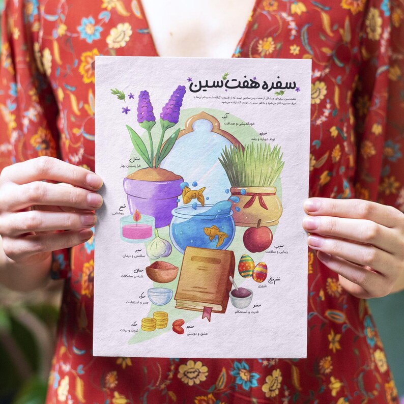 Haft-seen Poster | Illustrated | Farsi | Persian Wall Art | Nowrooz ...