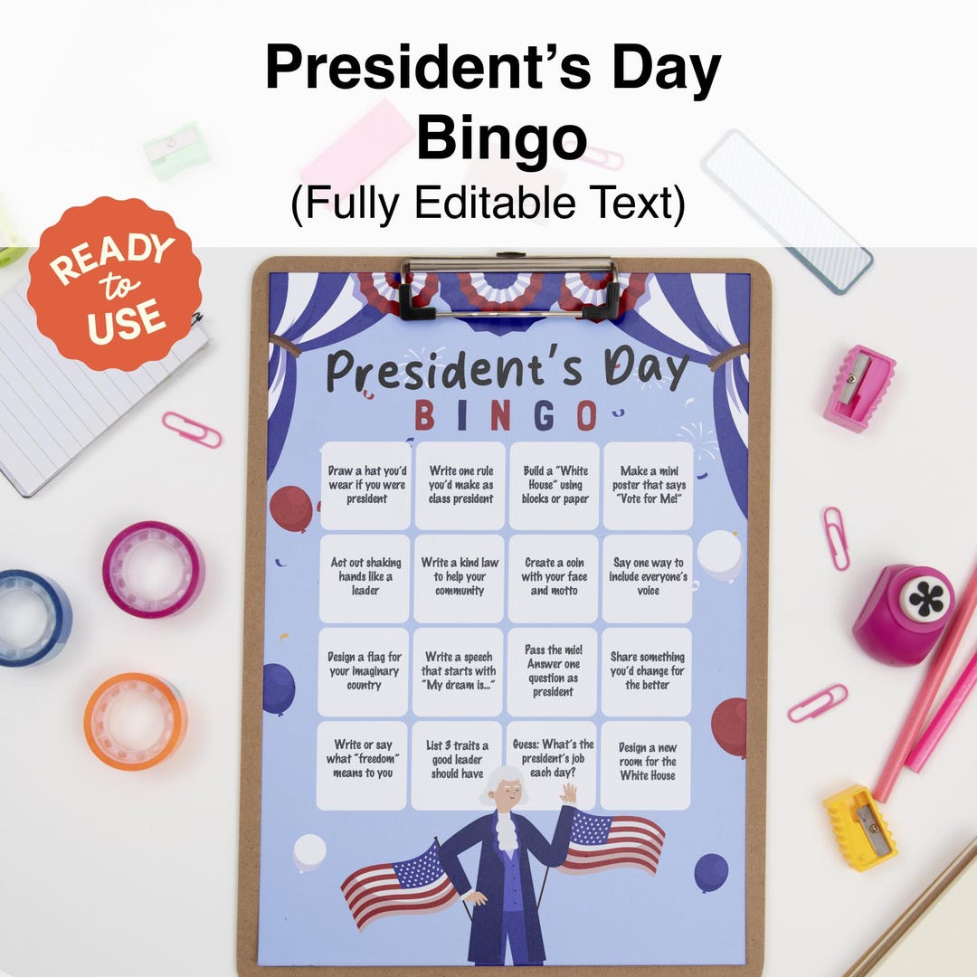 President’s Day Bingo | Printable Classroom Game on Leadership and ...
