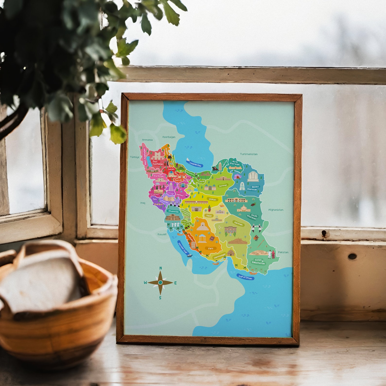 Iran Map (in English) | Iran Map Poster | Illustrated Map of Iran With ...