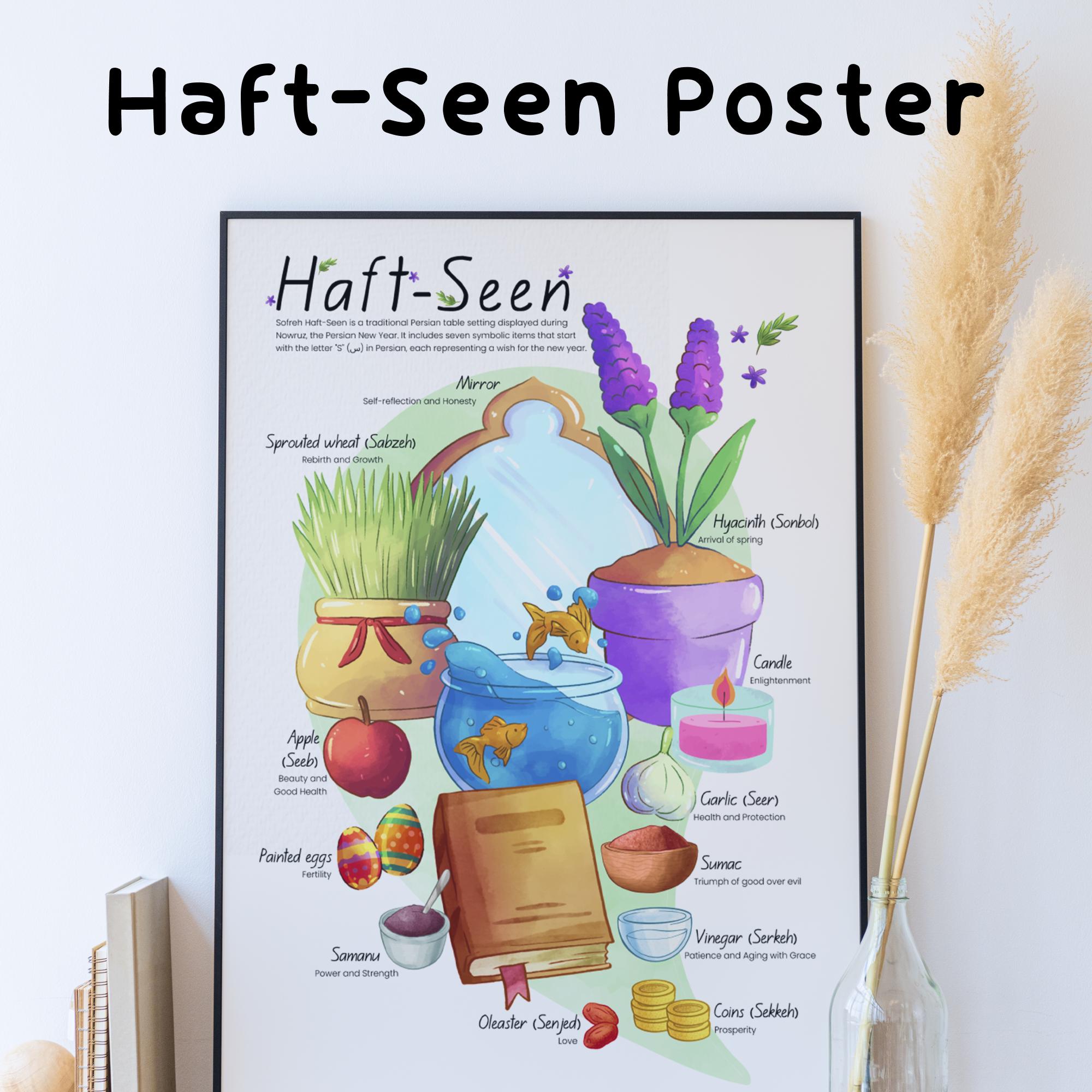 Haft-seen Poster (english) | Illustrated Nowrooz Printable | Persian ...