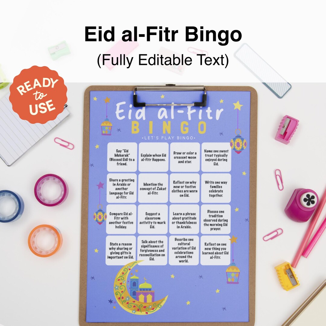 Eid Al-fitr Bingo Game | Eid Al-fitr Bingo Card | Eid Al-fitr Activity ...