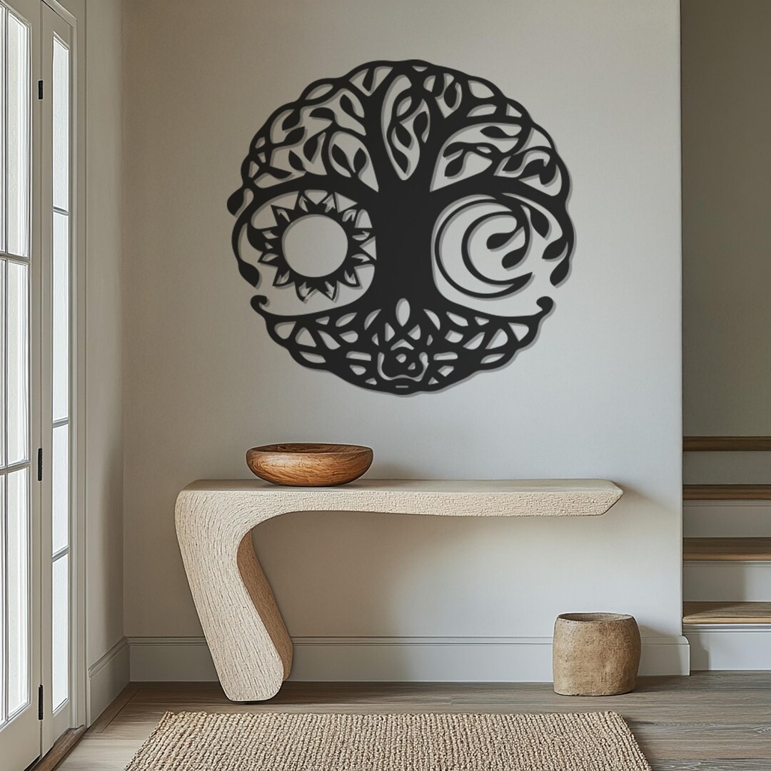 Tree of Life Metal Wall Art, Sun and Moon Yin Yang Decor, Spiritual ...