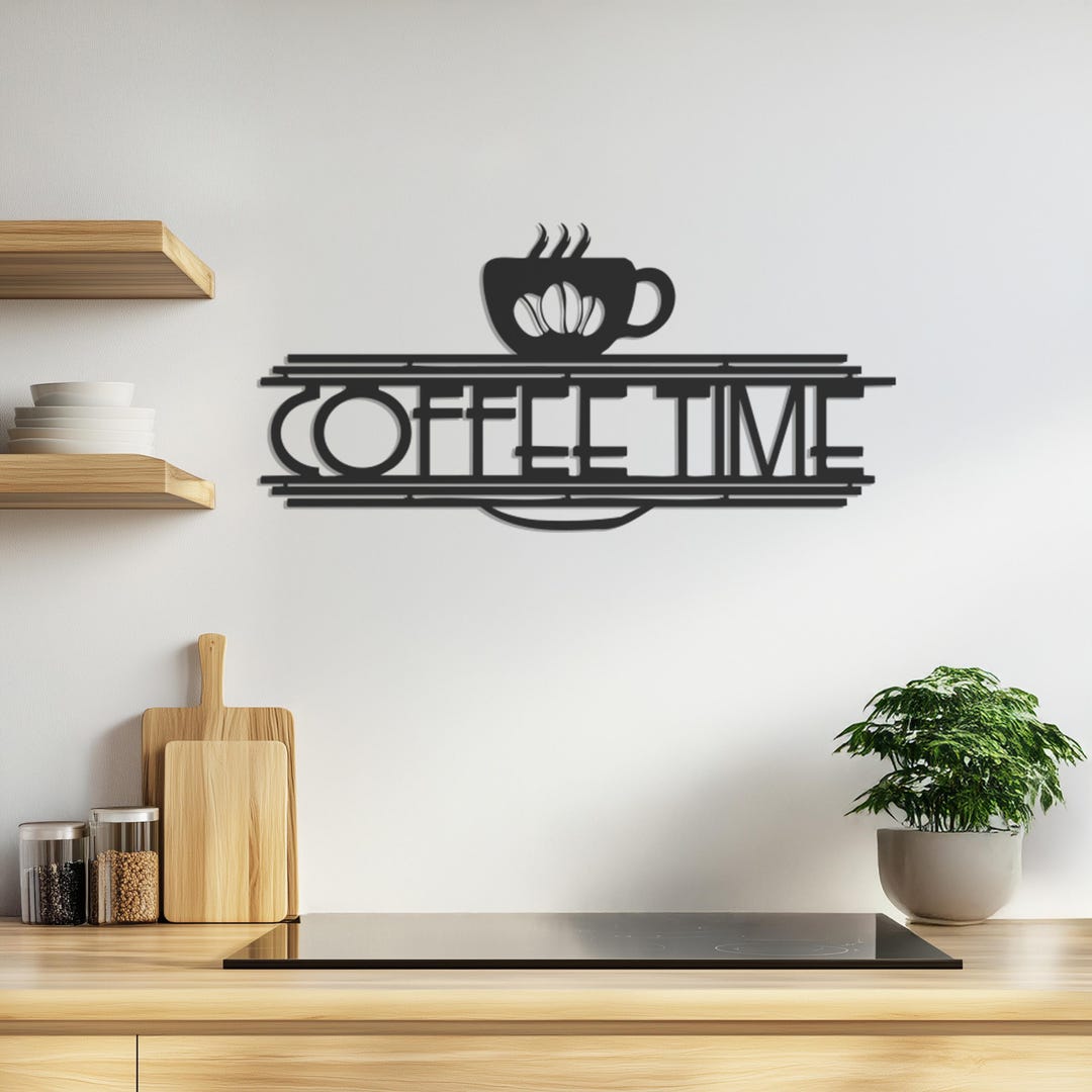Coffee Time Metal Wall Art Sign,kitchen Coffee Bar Decor, Coffee Cup ...