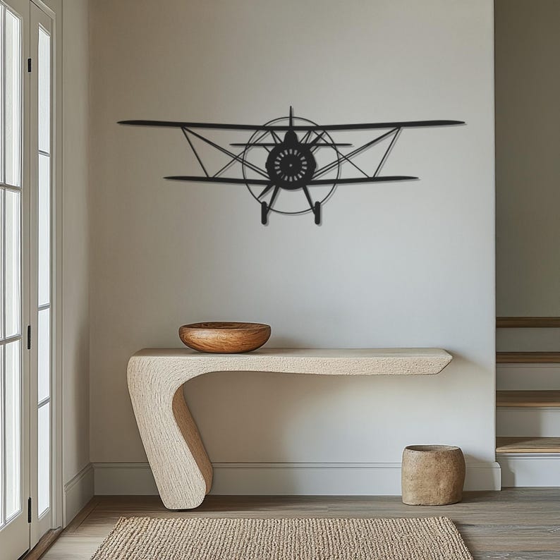 Vintage Airplane Metal Wall Art, Aviation-themed Metal Decor, Modern ...