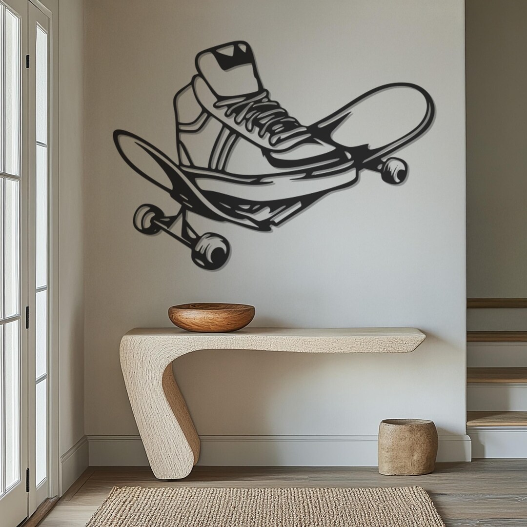 Skateboard Metal Wall Art Decor, Skater Room Wall Hanging, Modern ...