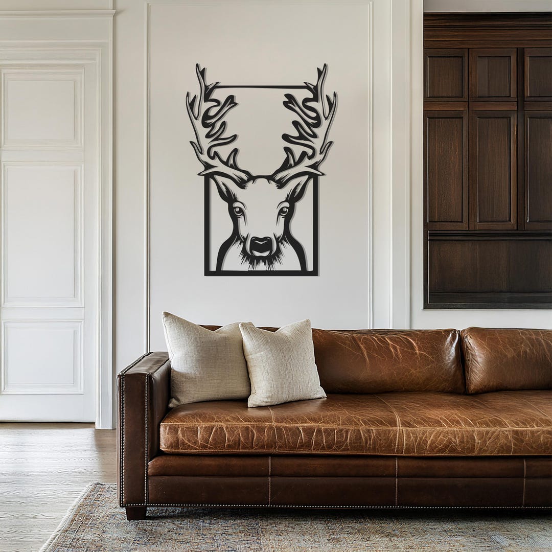 Farmhouse Deer Metal Wall Art, Rustic Cabin Decor, Stag Head Wall ...