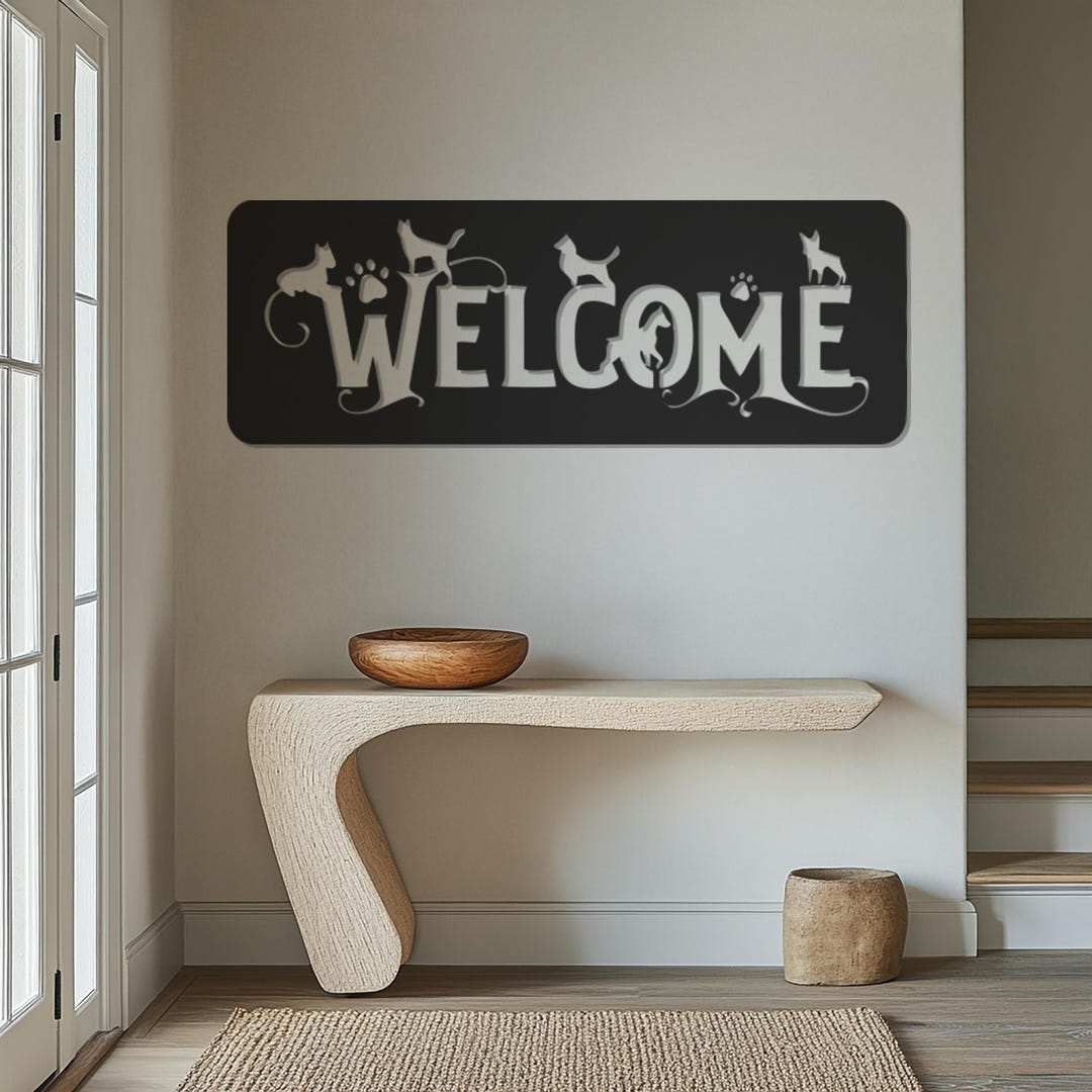 Pet Lover Welcome Sign, Metal Wall Art, Pet Lover Gift, Animal Theme ...