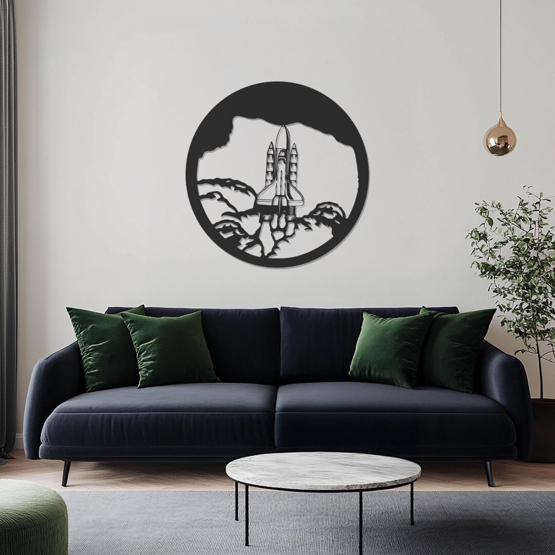 Space Shuttle Metal Wall Art, Modern Rocket Launch Wall Hanging, Space ...