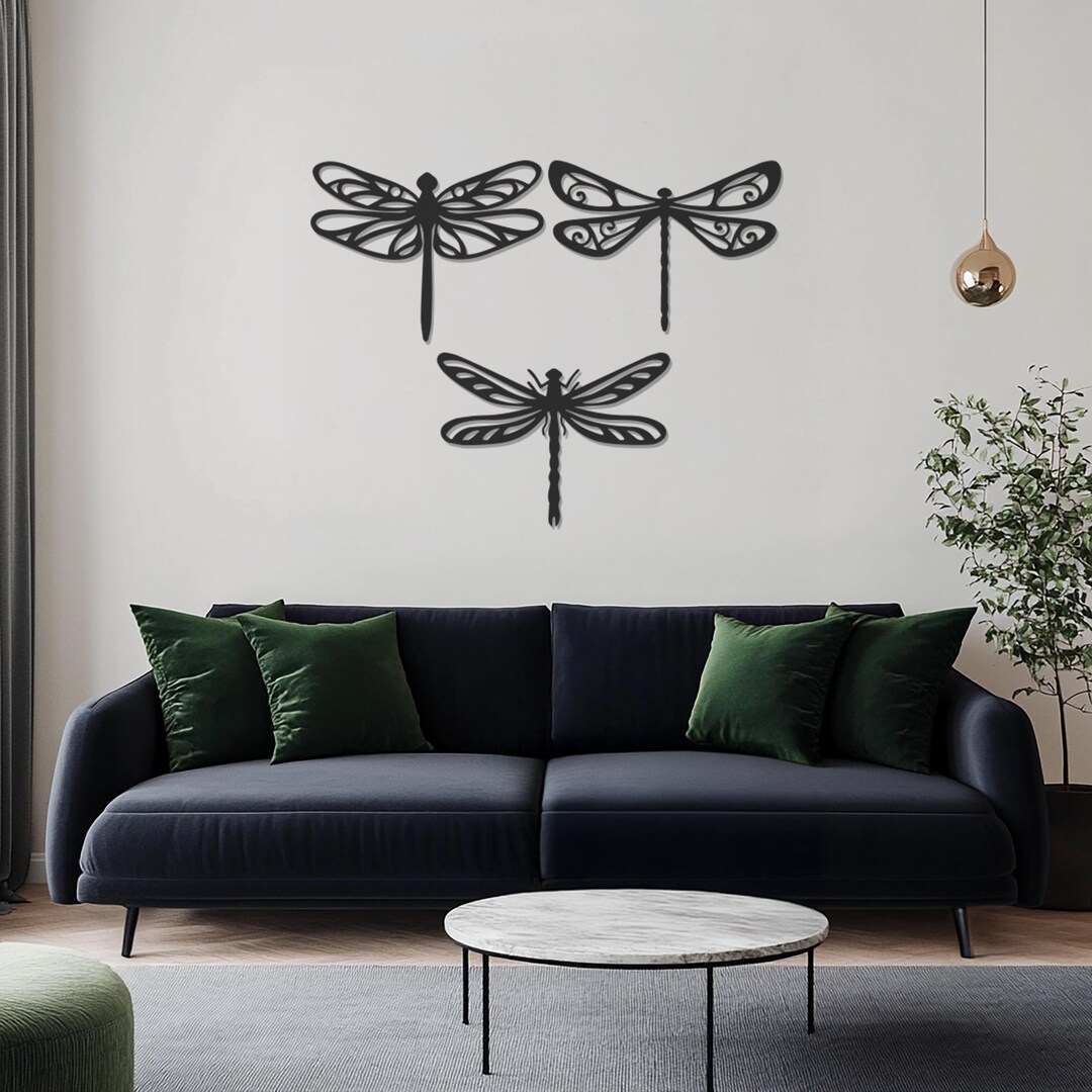 Set of 3 Dragonfly Metal Wall Art, Nature Inspired Insect Wall Decor, Metal Bug Wall Decor ...