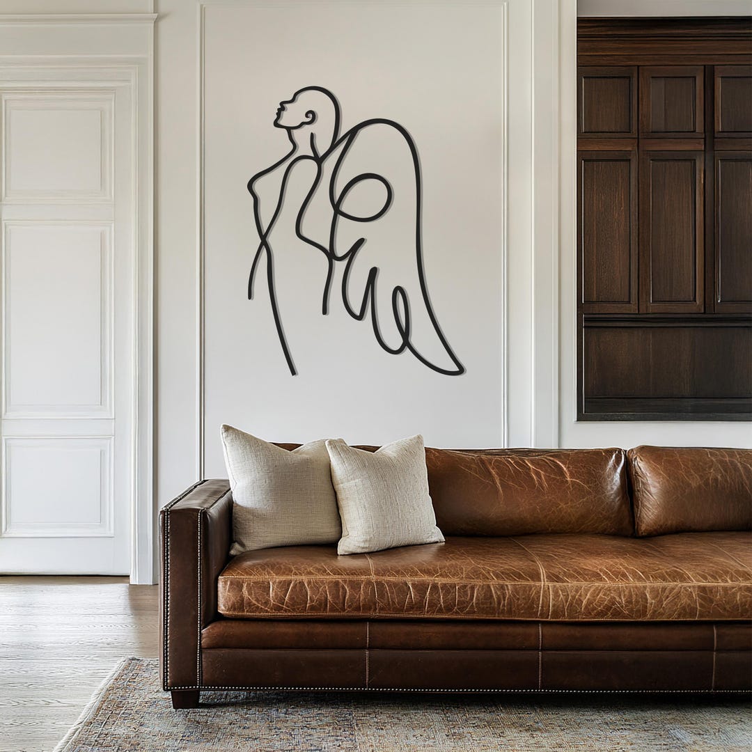 Angel Wings Metal Wall Art, Minimalist Angel Metal Decor, Guardian ...
