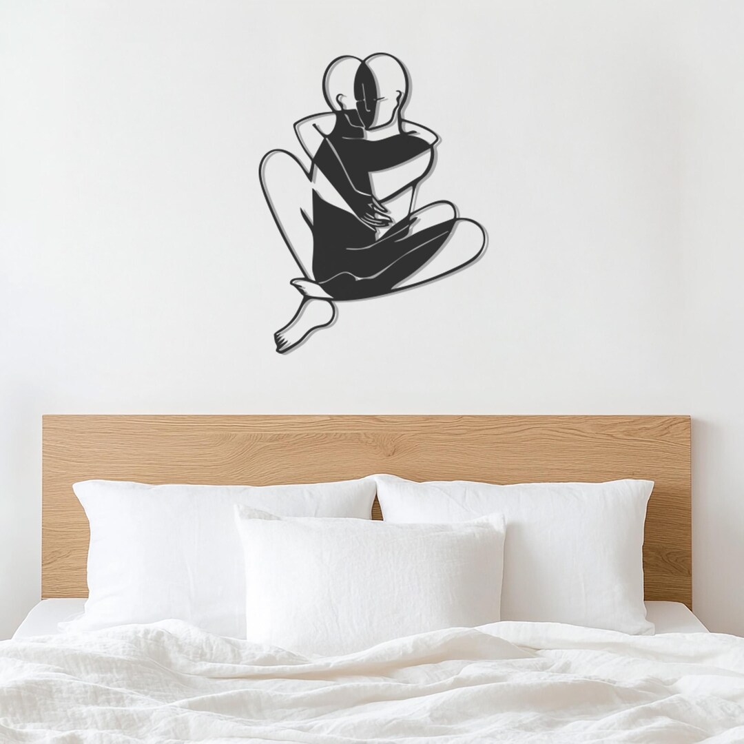 Soulmate Metal Wall Art, Romantic Couple Wall Hanging, Minimalist Love ...