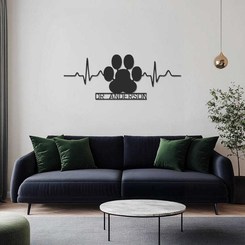 Custom Vet Clinic Metal Wall Sign, Veterinary Welcome Sign, Paw Print ...