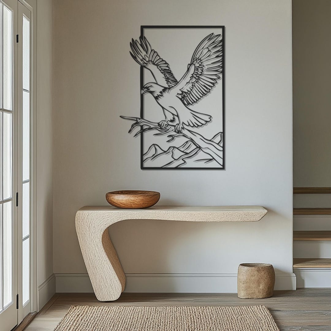 Majestic Eagle Metal Wall Art, Rustic Wildlife Decor, Large Eagle Wall Hanging, Nature-inspired ...