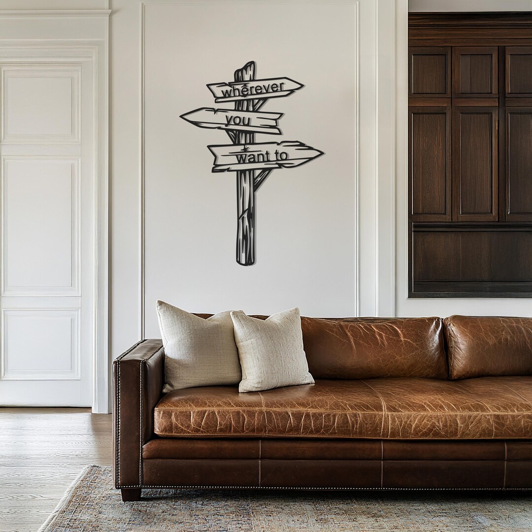 Rustic Direction Sign Metal Wall Art, Adventure Road Sign Decor ...