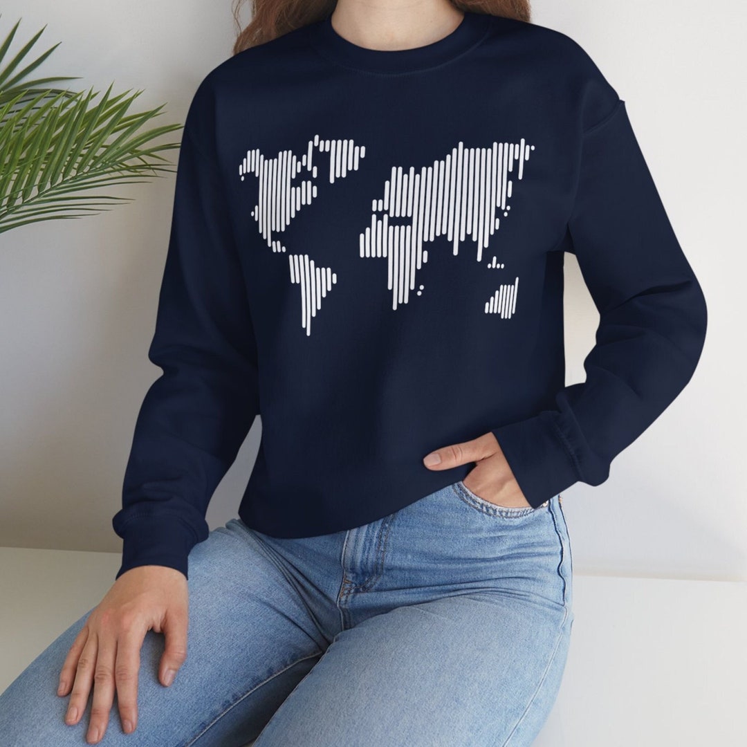 World Map Sweatshirt, Trendy Crewneck, Oversized Jumper, Sweater, Shirt ...