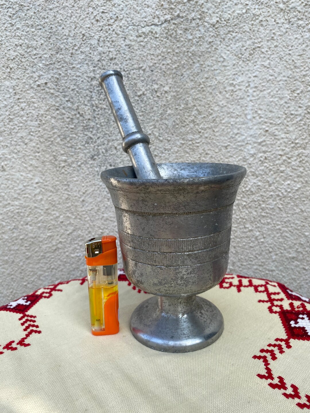 Aluminum Mortar and Pestle, Retro Metal Mortar and Pestle, Old Aluminum ...