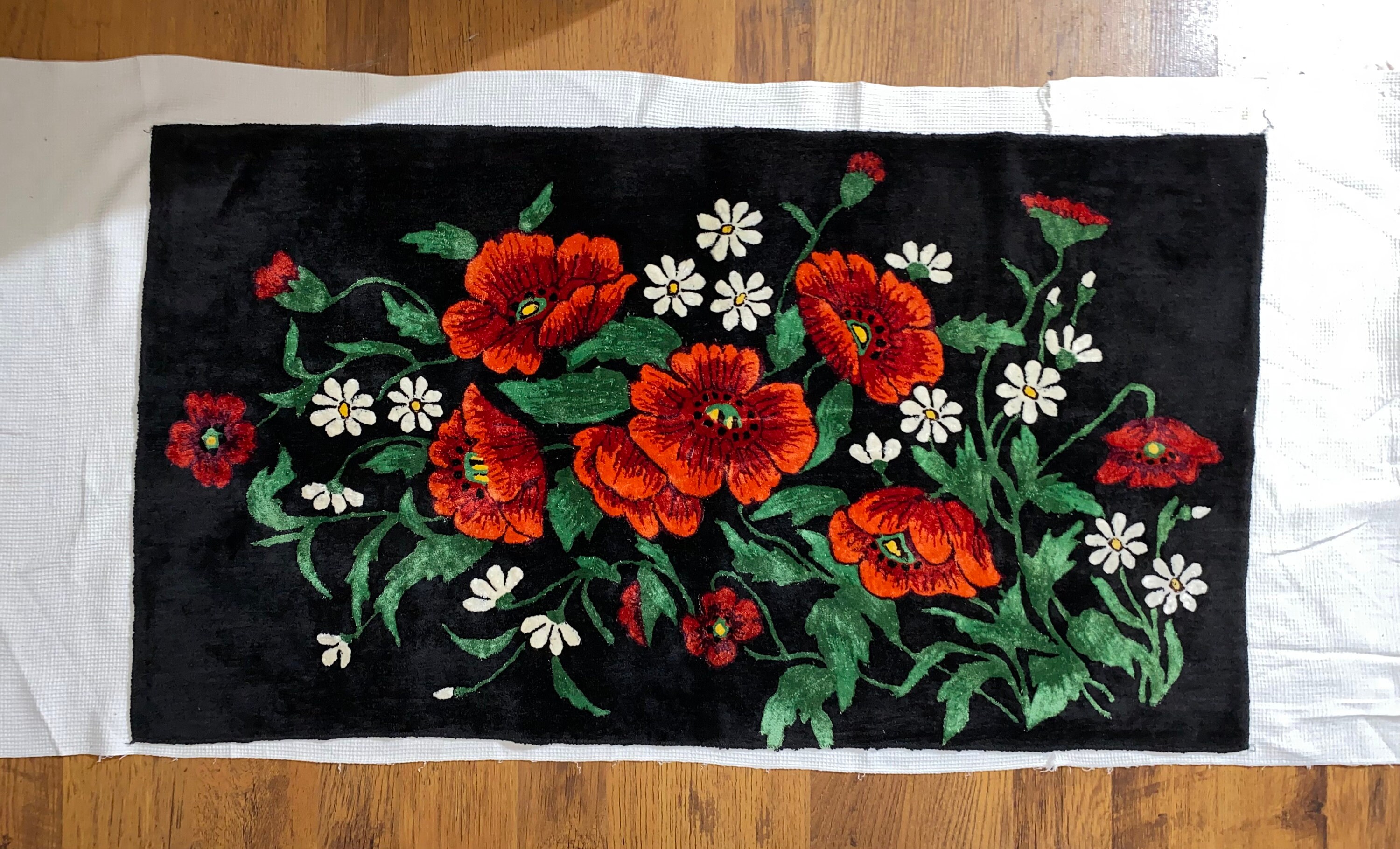 Vintage Wall Rug, Country Decor, Plush Tapestry, Poppies Wall Rug ...