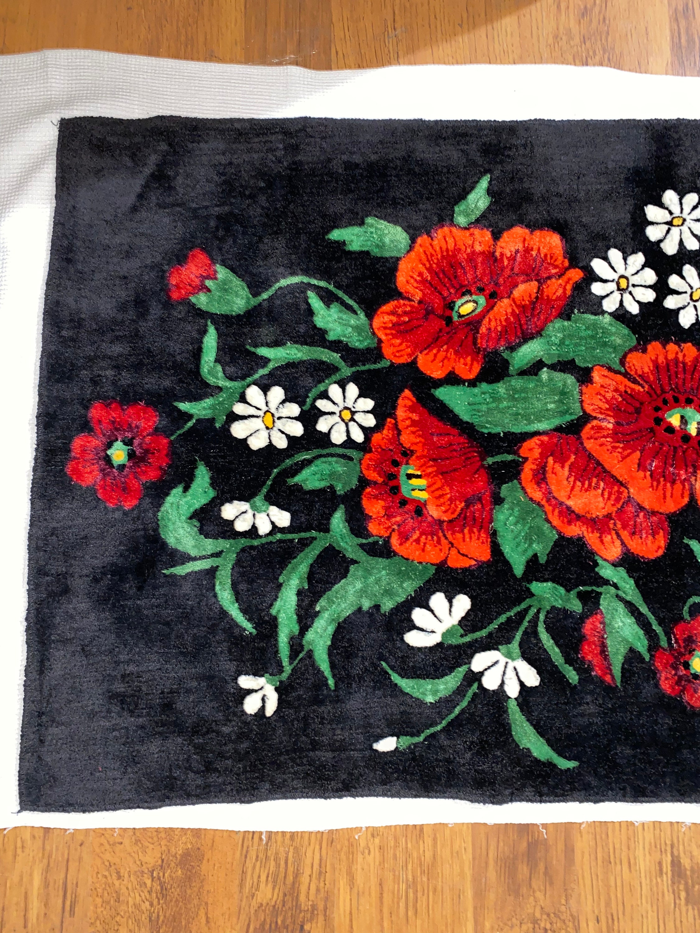 Vintage Wall Rug, Country Decor, Plush Tapestry, Poppies Wall Rug ...