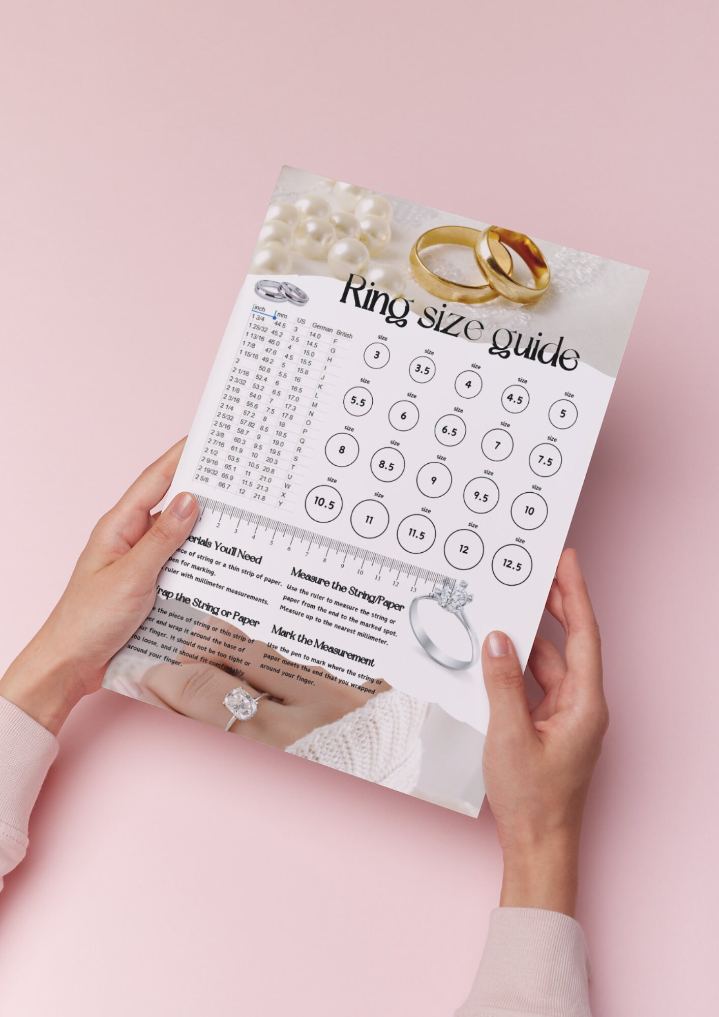 Ring Size Chart Printable Ring Sizer, Ring Size Guide, Printable Ring ...