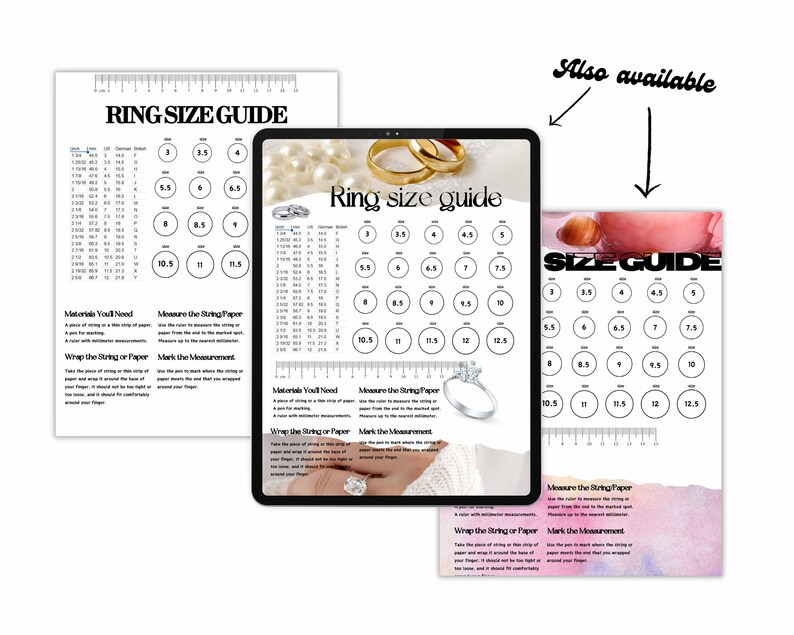 Ring Size Chart Printable Ring Sizer, Ring Size Guide, Printable Ring ...