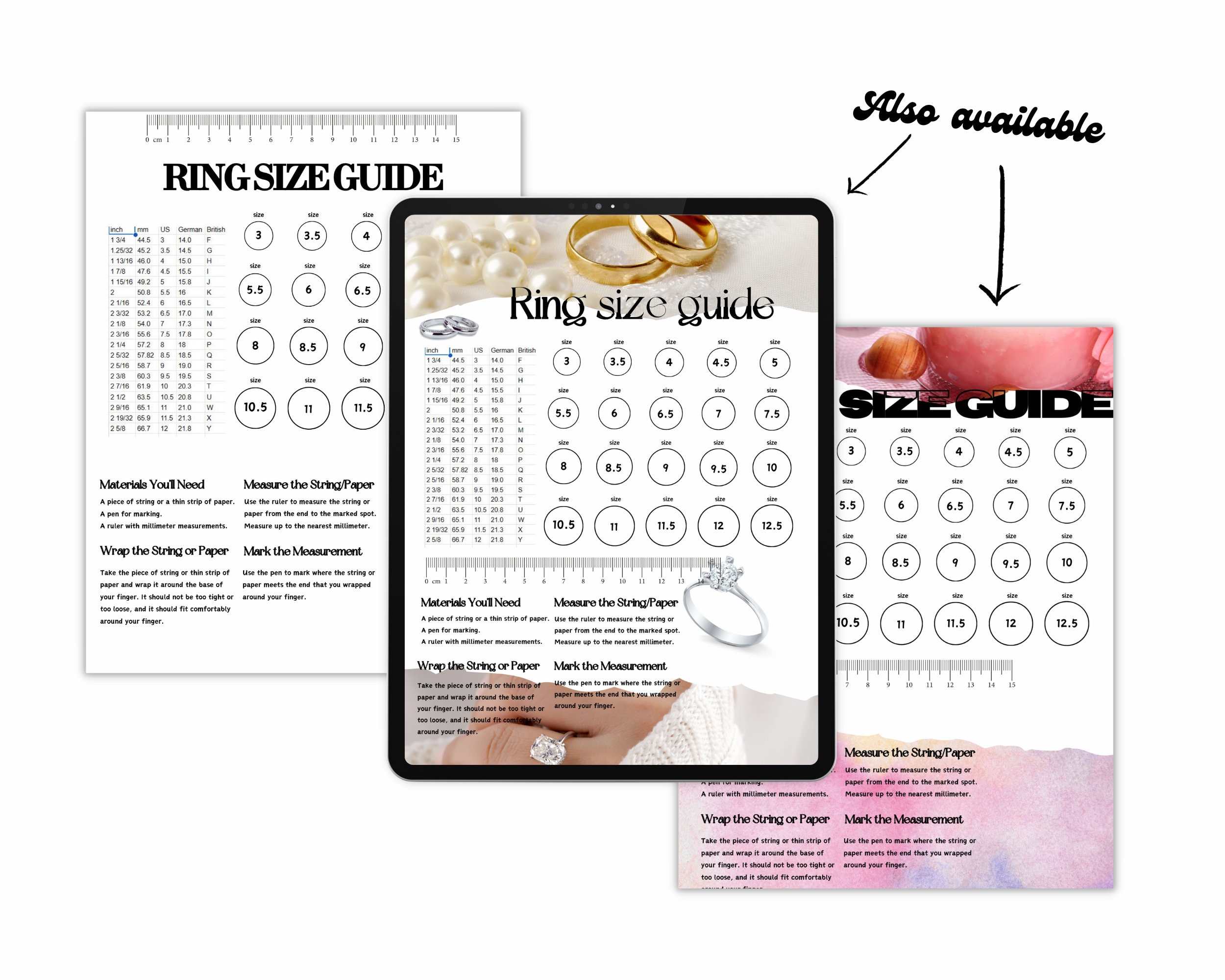 Ring Size Chart Printable Ring Sizer, Ring Size Guide, Printable Ring ...