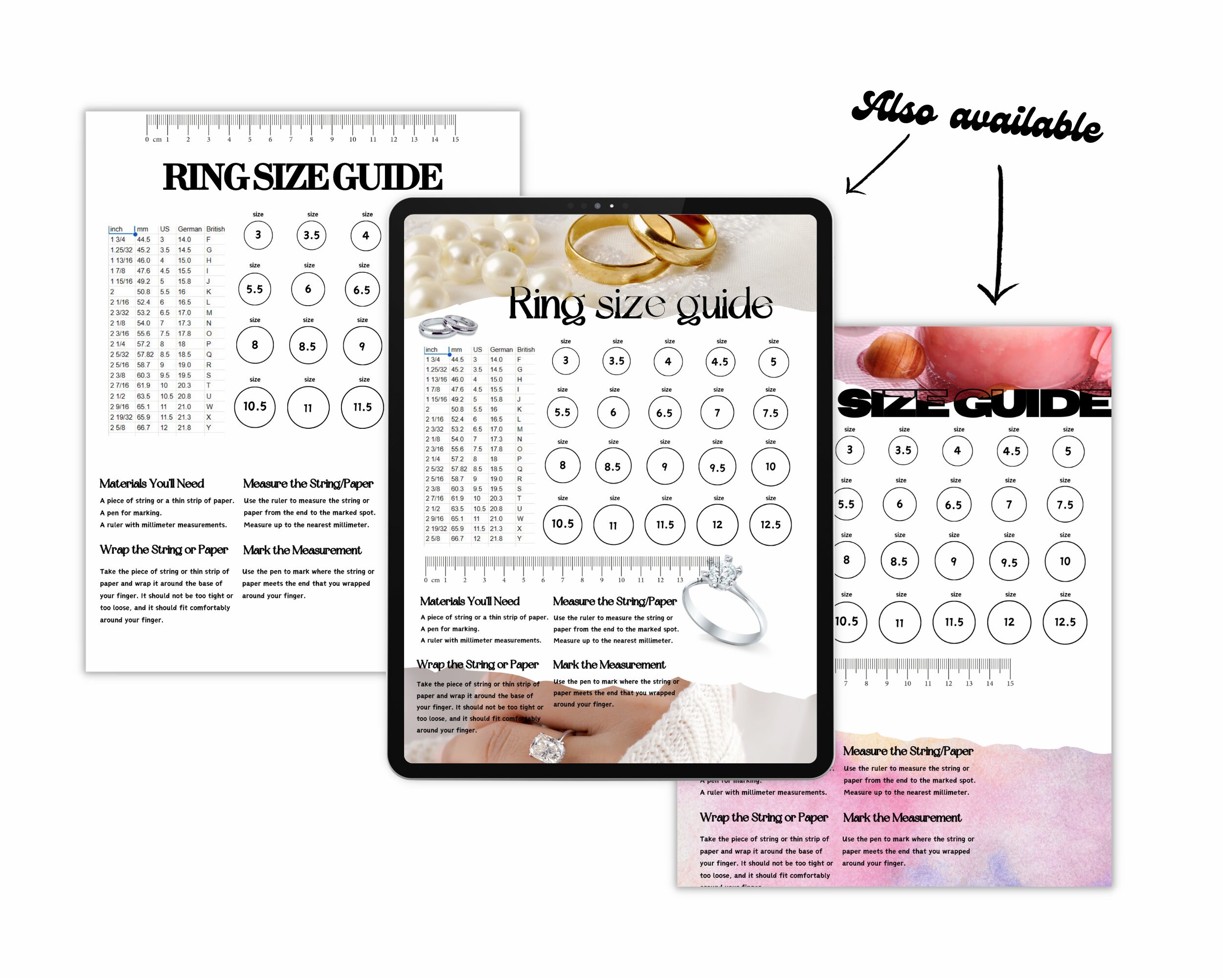 Ring Size Chart Printable Ring Sizer, Ring Size Guide, Printable Ring Sizer, Ring Sizer Tool ...