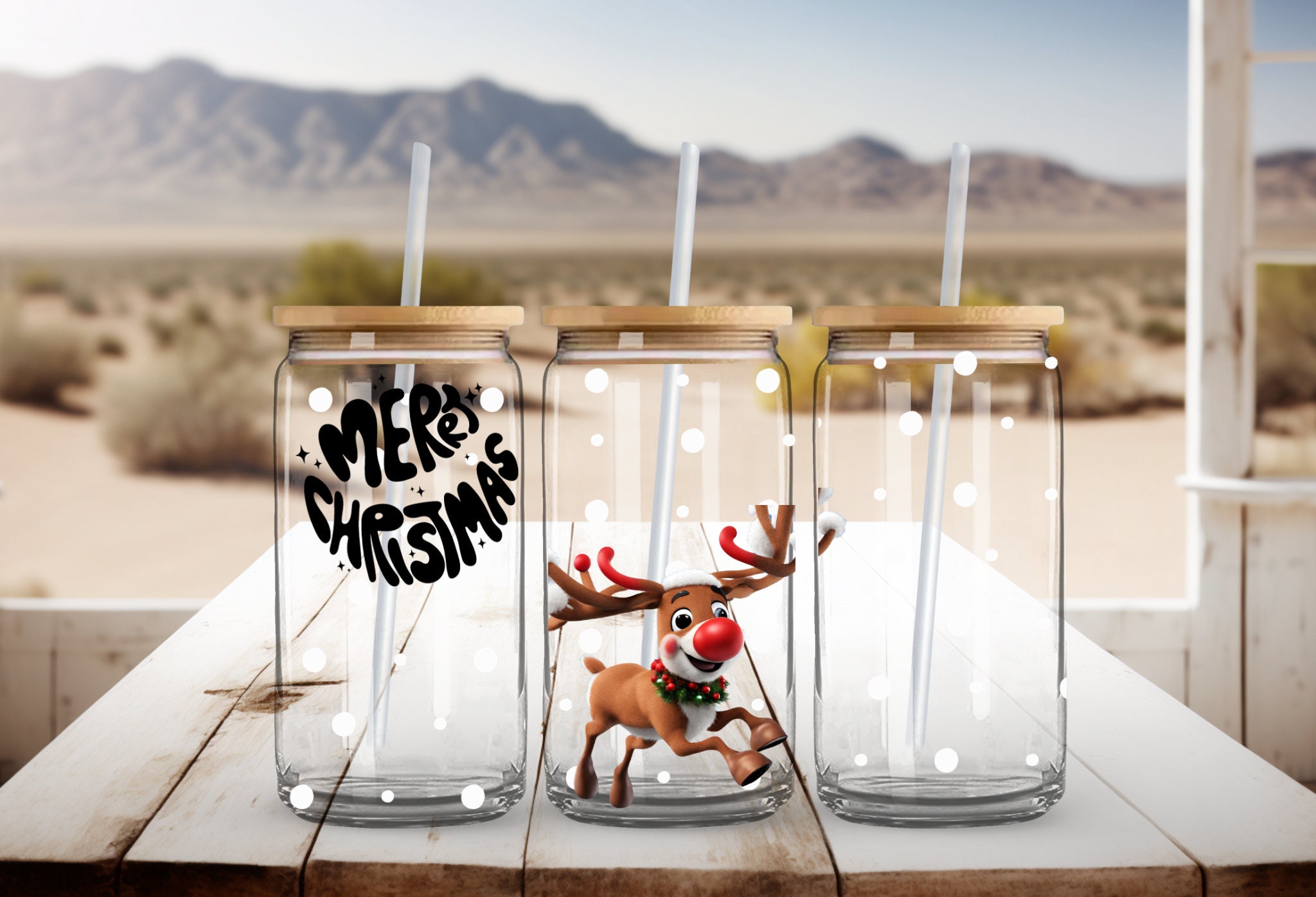 Rudolph the Red Nosed Reindeer Svg File Christmas Svg Glass - Etsy