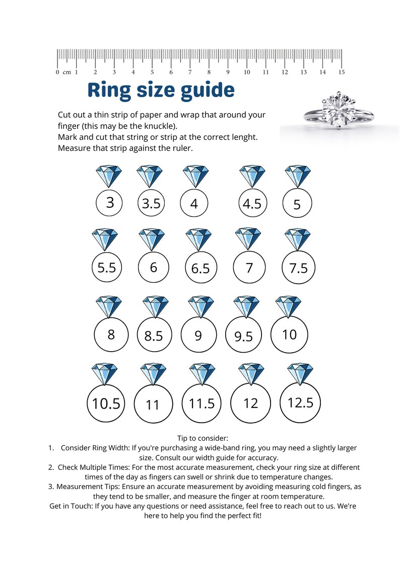 Ring Size Chart Printable Ring Sizer, Ring Size Guide, Printable Ring ...