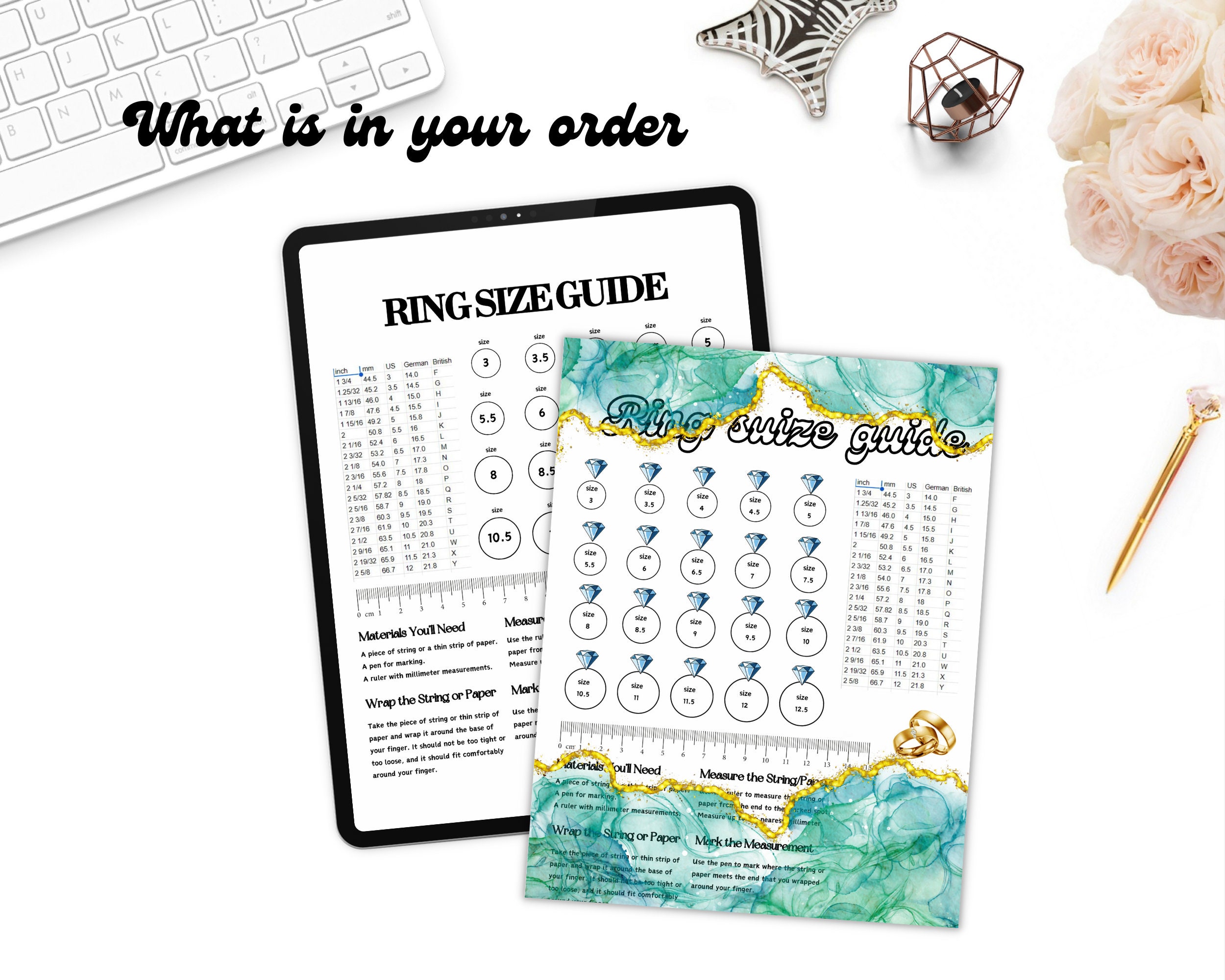 Ring Size Chart Printable Ring Sizer, Ring Size Guide, Printable Ring ...